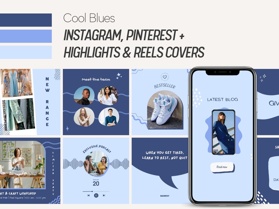 Cool Blue Instagram Template | Cute, Playful Social Media Template for ...