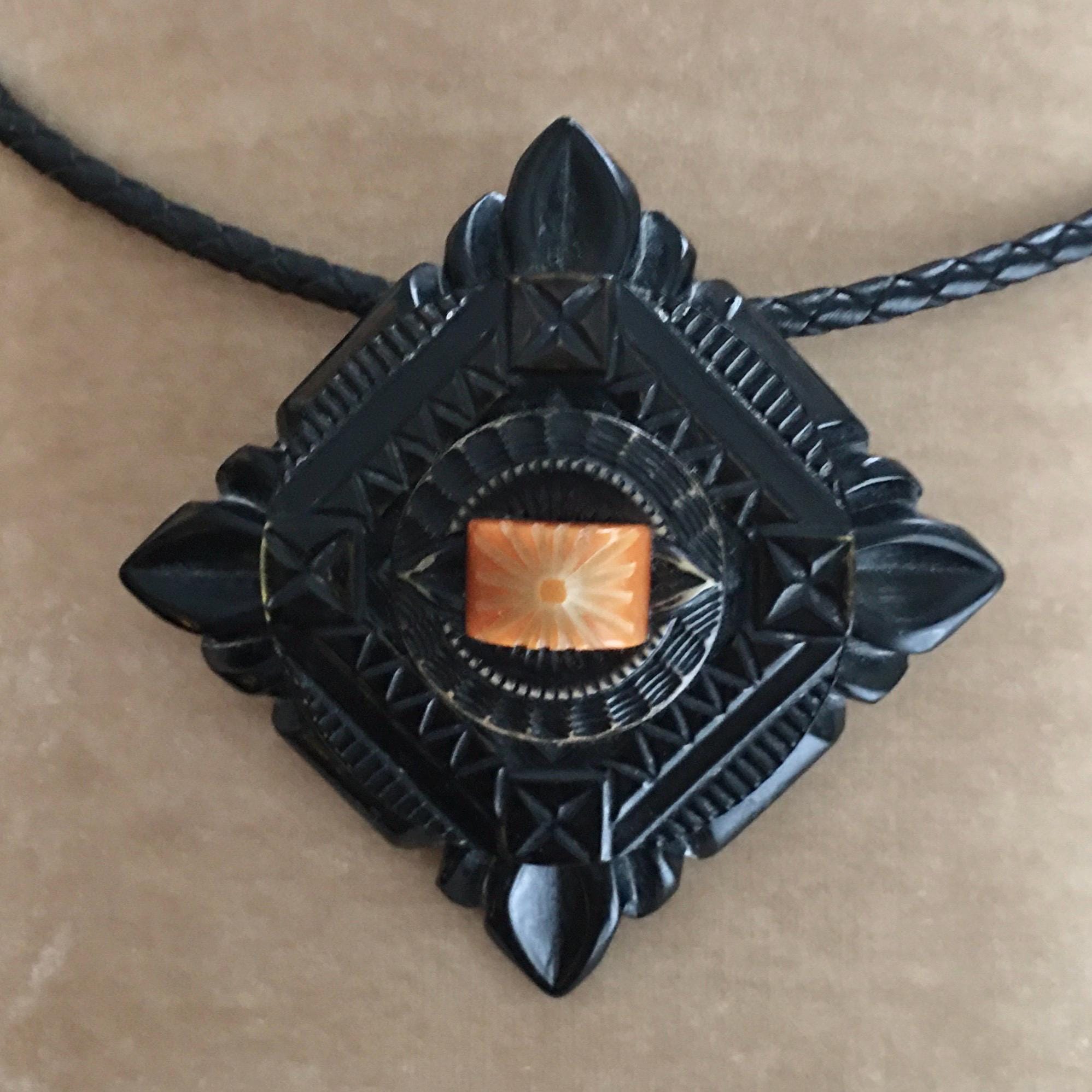 Vintage Bakelite and Celluloid Black Button Necklace - Etsy