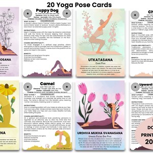 20 Yoga Pose Printable Cards - Flashcards for Yoga - Includes Sanskrit ...