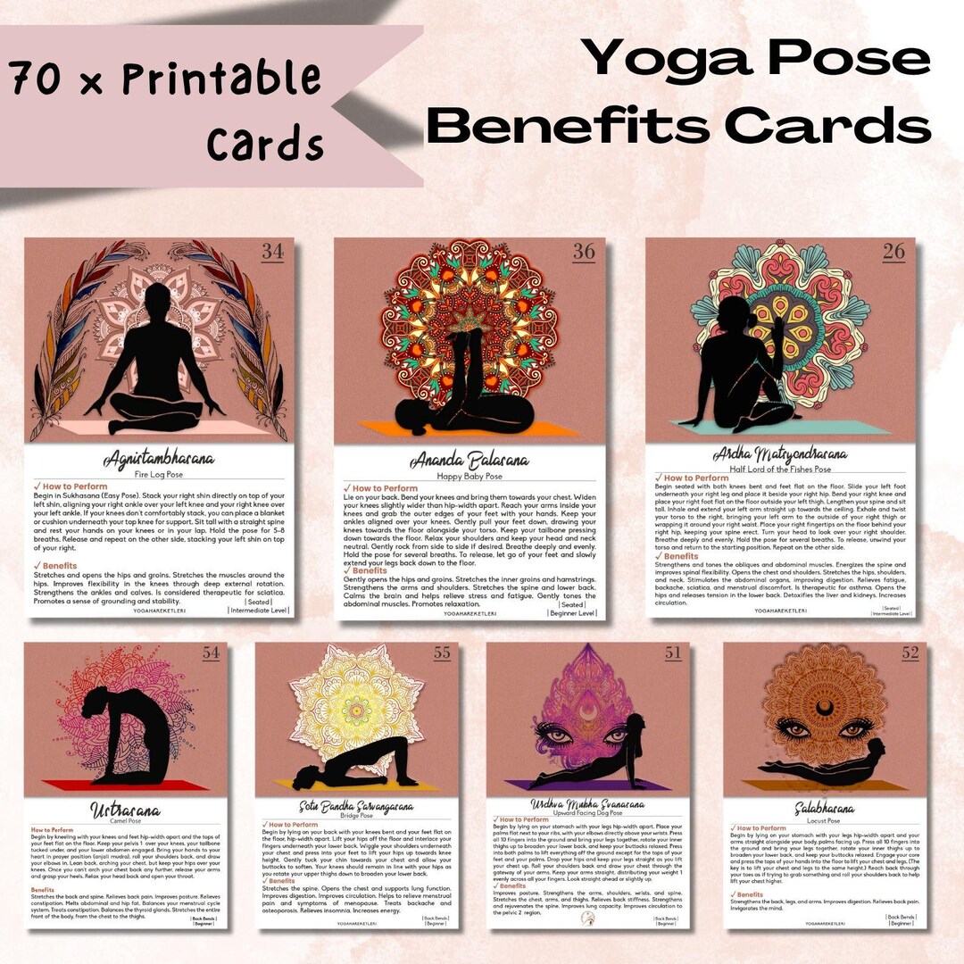 Yoga Poses Flashcards: Mandala Design, English/sanskrit (digital ...