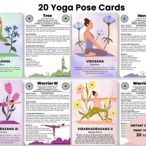 20 Yoga Pose Printable Cards - Flashcards for Yoga - Includes Sanskrit ...