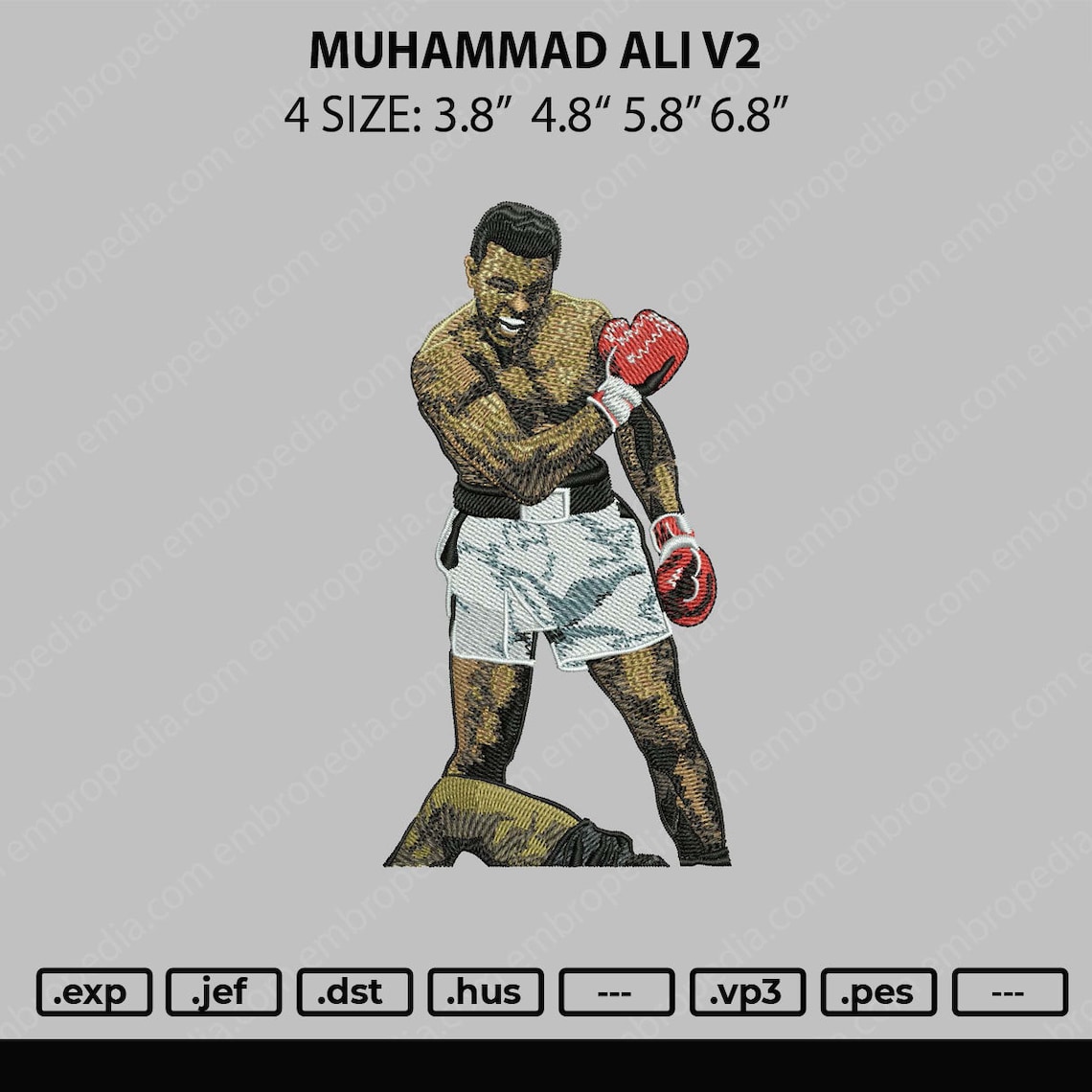 Muhammad Ali V2 Embroidery Design Trendy Embroidery Boxing Embroidery ...