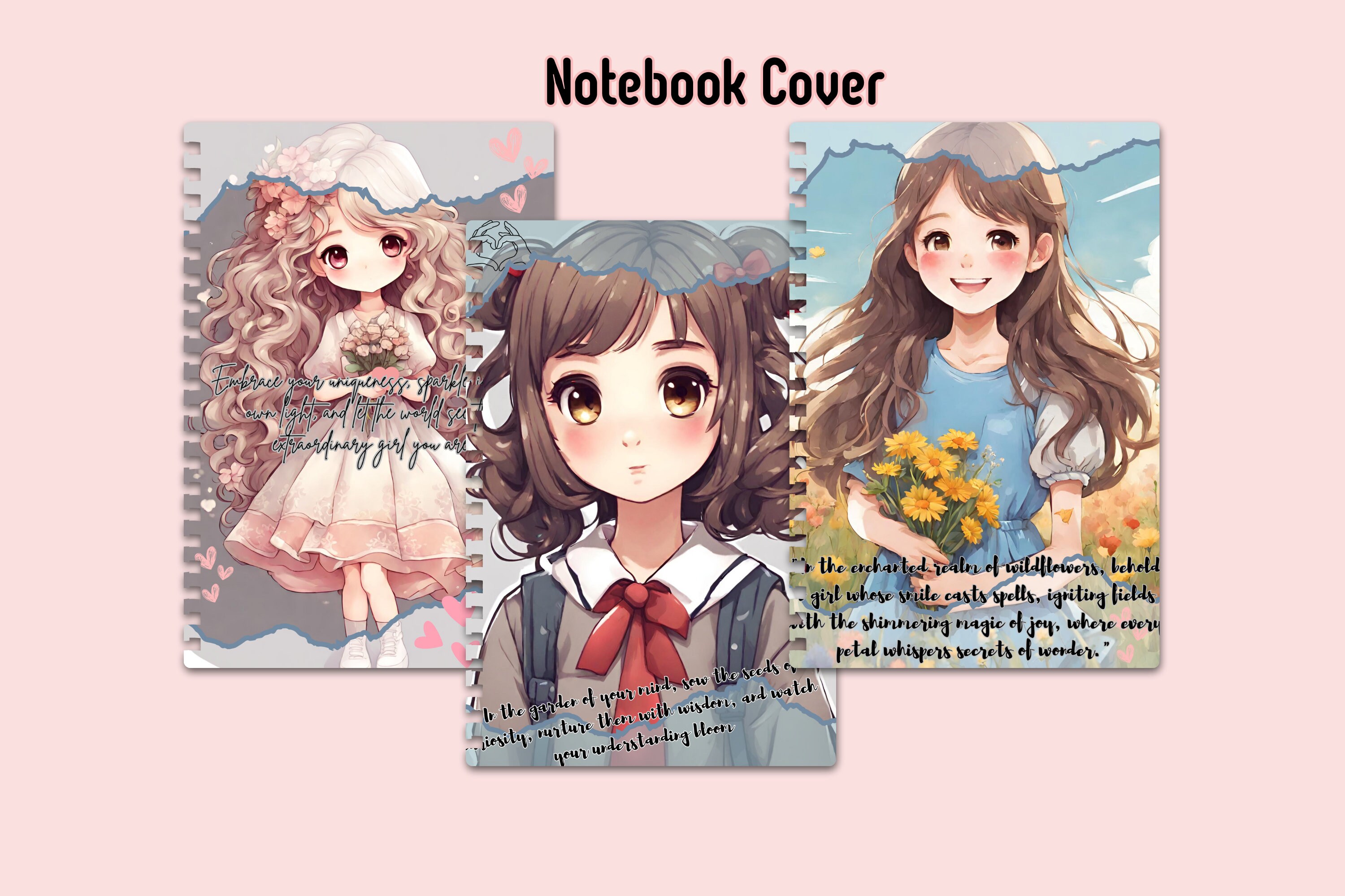 Cute Chibi Spiral Notebook Template, Printable Notebook Template, DIY ...