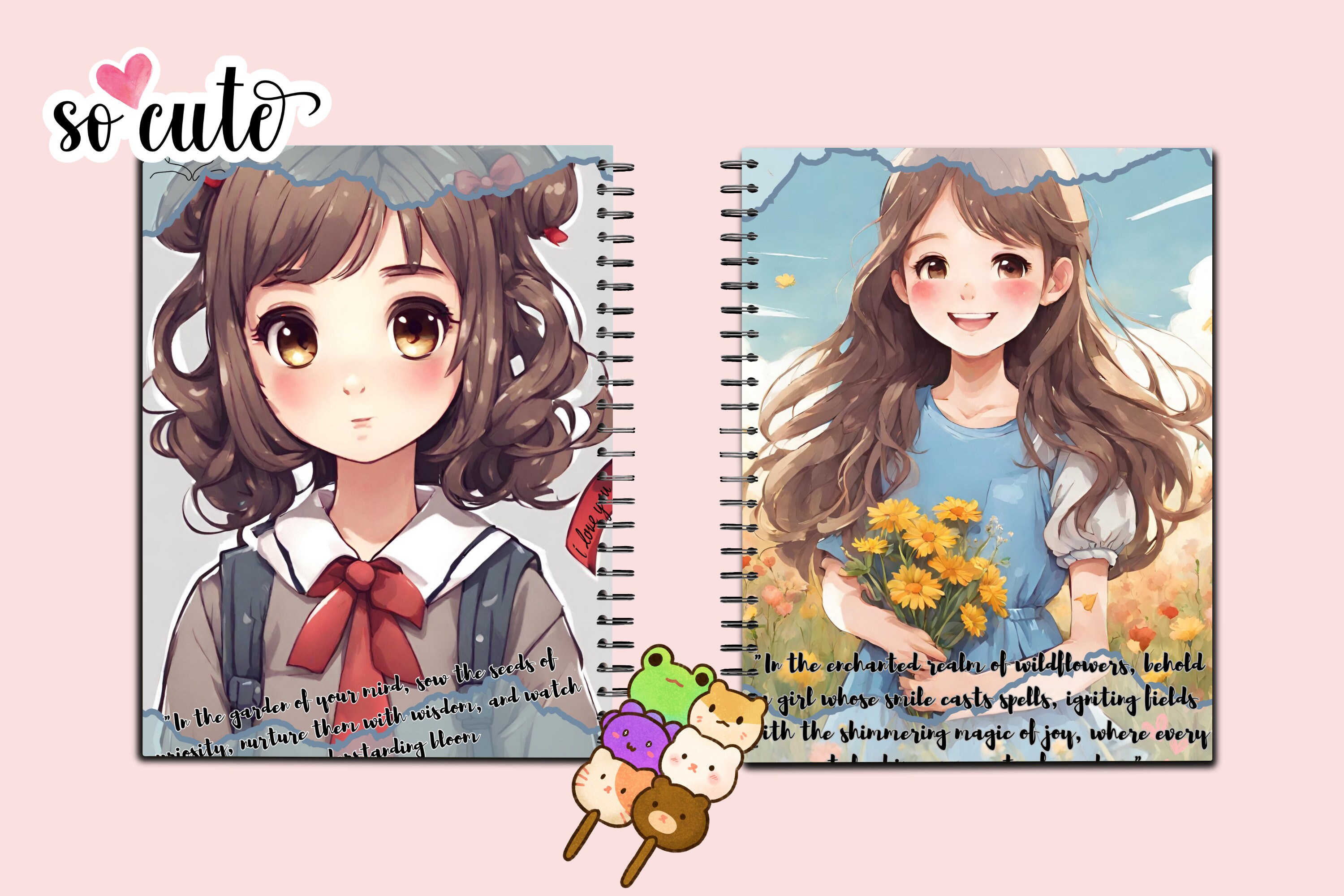 Cute Chibi Spiral Notebook Template, Printable Notebook Template, DIY ...