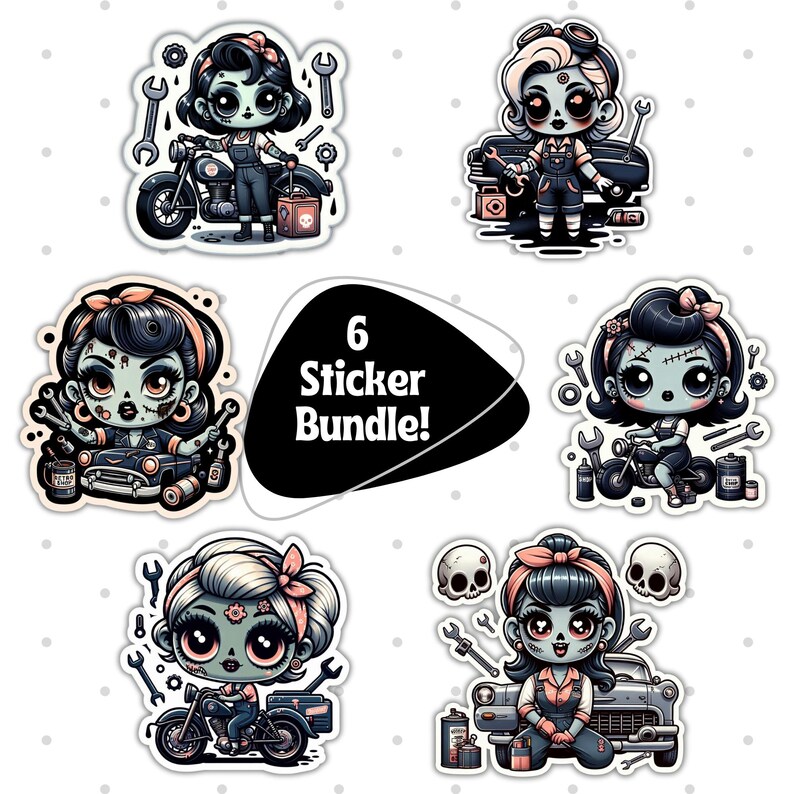 Cute Kawaii Goth Stickers Set, 6 Adorable Goth Stickers, Unique Sticker ...