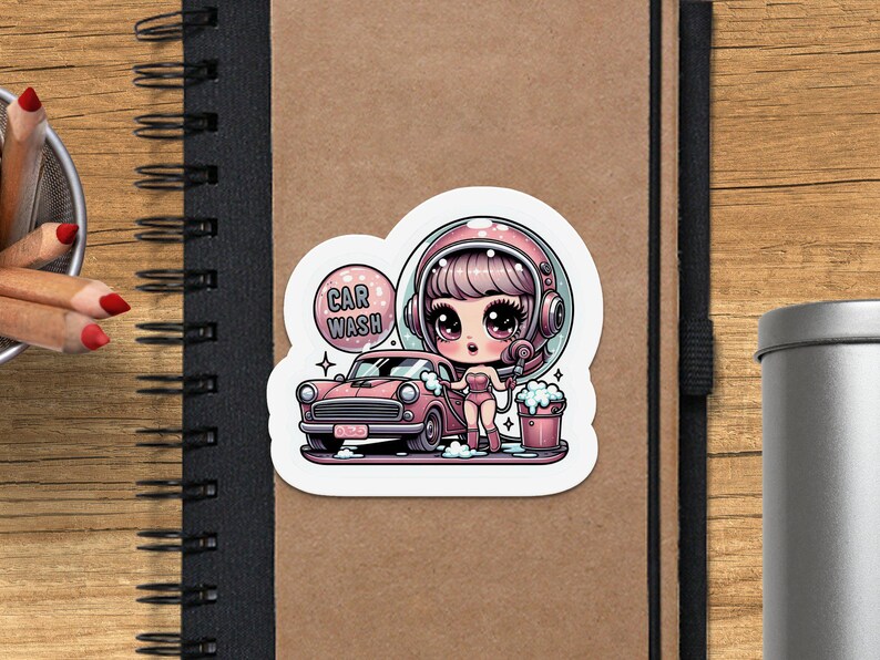 Cute Car Wash Girl Stickers, 6 Piece Sticker Bundle, Retro Art Stickers ...