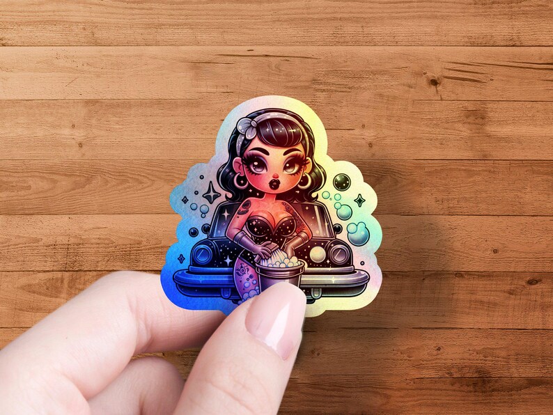 Retro Car Wash Pinup Girl Sticker Set, Vintage Pinup Art Stickers, Car ...