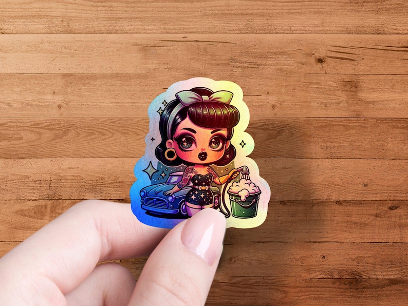 Retro Pinup Girl Car Wash Sticker Pack, Vintage Art Stickers, Cute ...