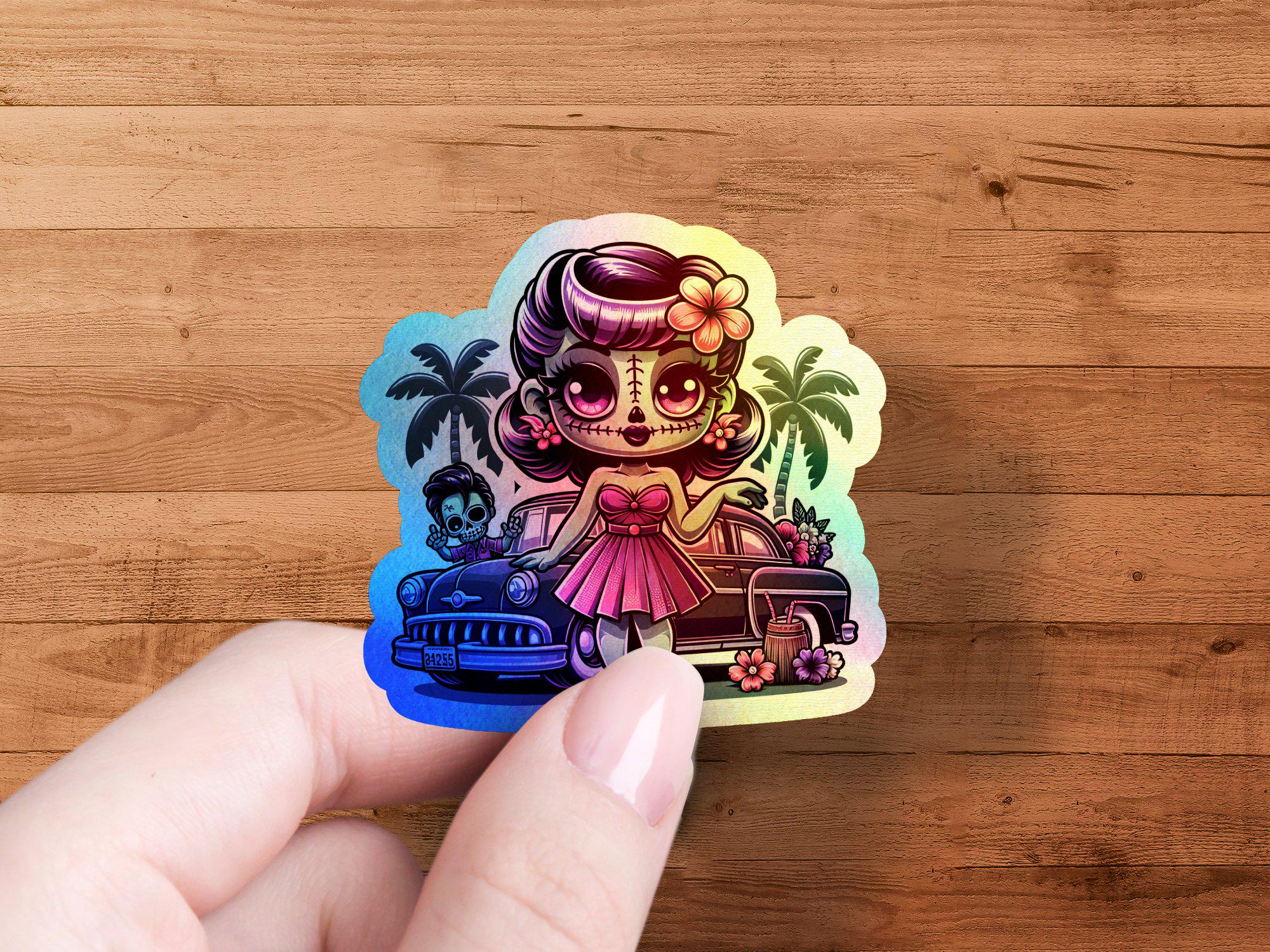 Pinup Zombie Girl Stickers Set, Cute Zombie Car Stickers, Retro ...