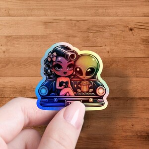 Cute Alien Girl Car Sticker Bundle, Retro Artwork, 6-piece Set, Perfect ...