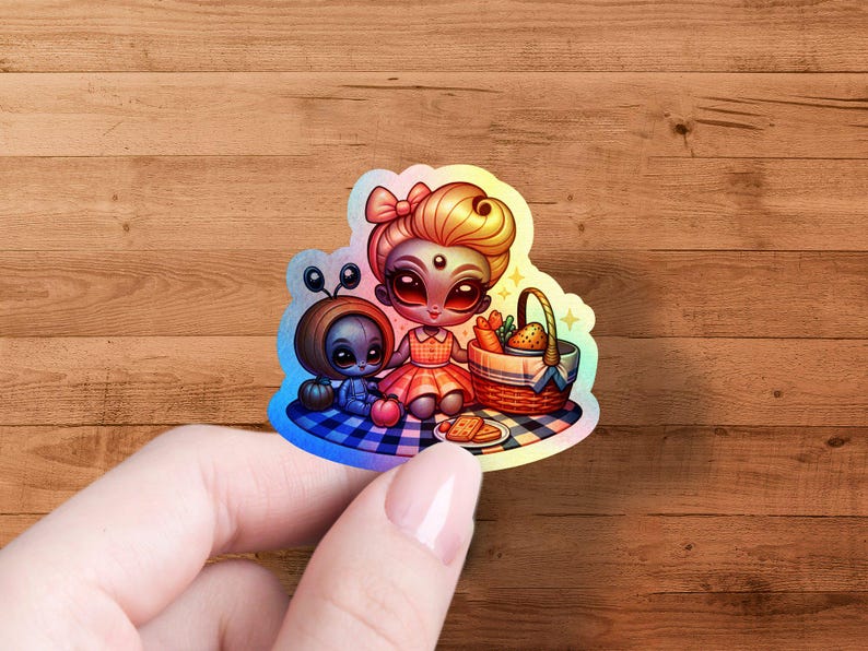 Cute Alien Picnic Sticker Bundle, Adorable Alien Characters With Basket ...