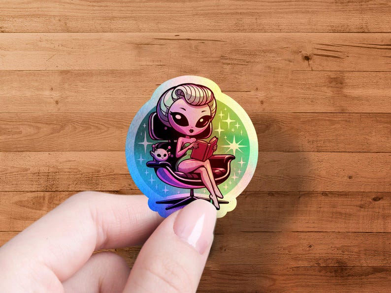 Retro Alien Girls Sticker Set, Cute Alien Pin-up Art Stickers, Space ...