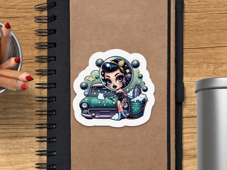 Retro Pinup Girl Car Wash Sticker Pack, Vintage Art Stickers, Cute ...