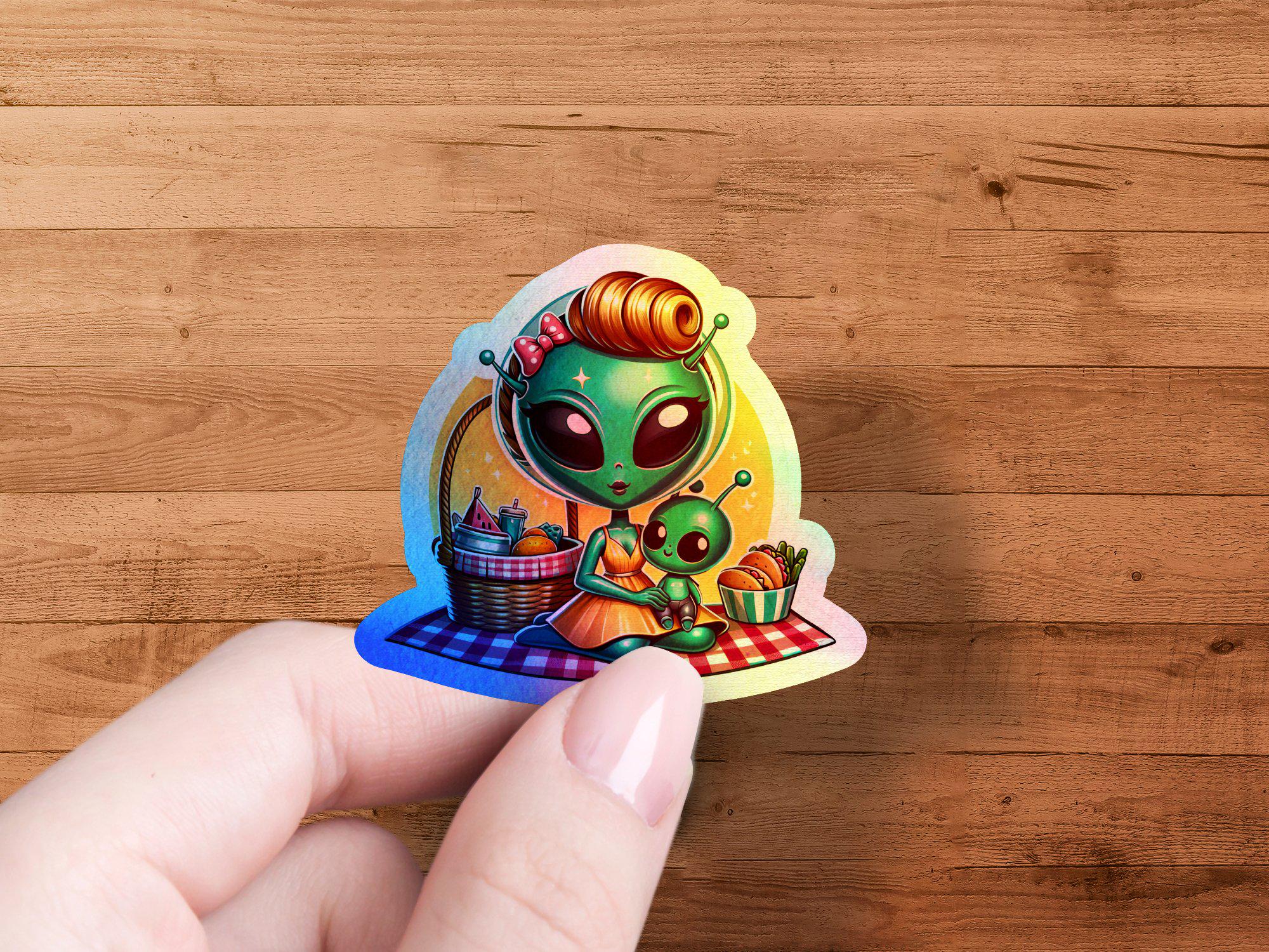 Alien Family Picnic Sticker Pack, Cute Alien Stickers for Kids and ...