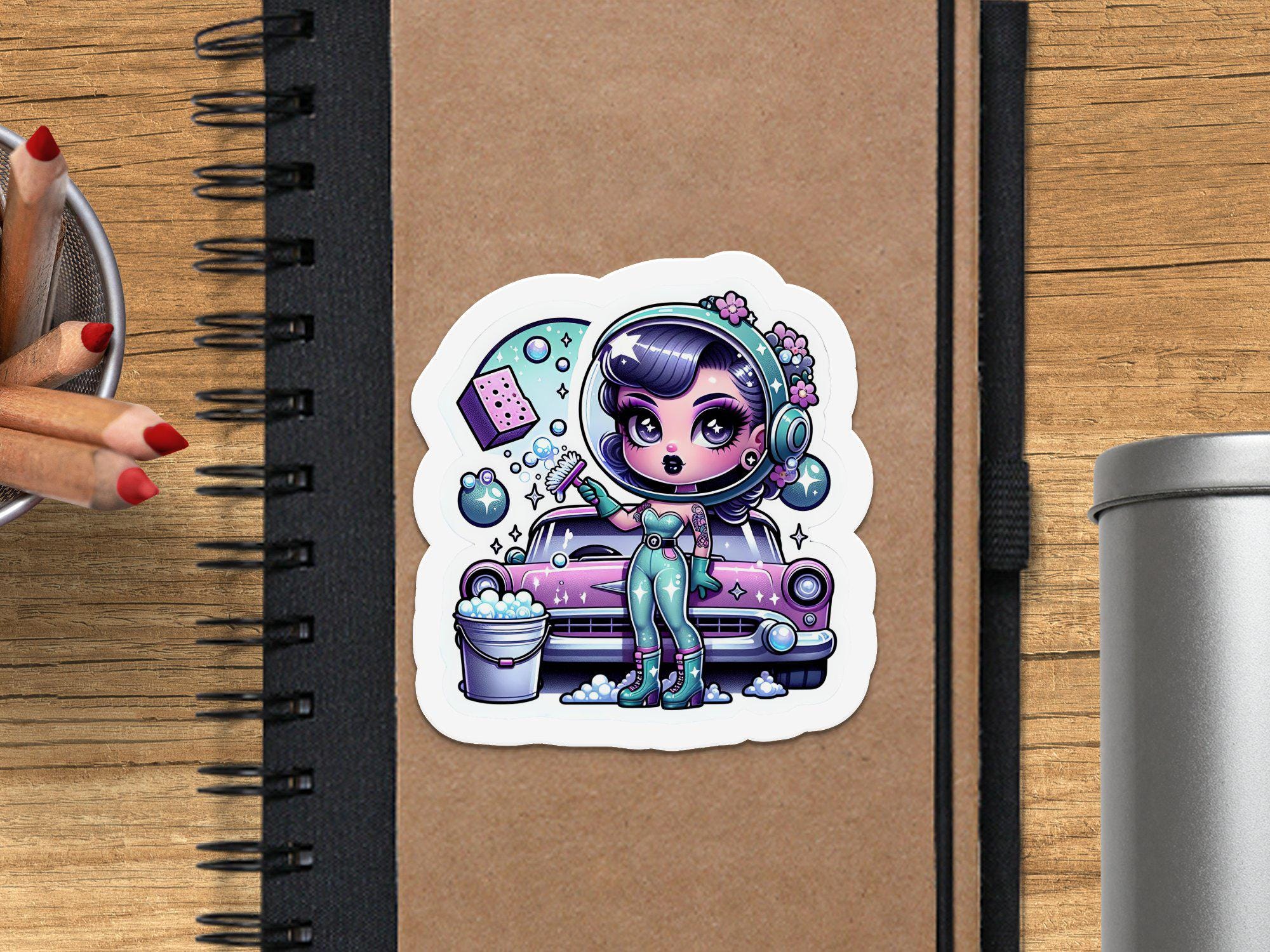 Vintage Pinup Girl Car Wash Sticker Bundle, Retro Car Wash Sticker Set ...