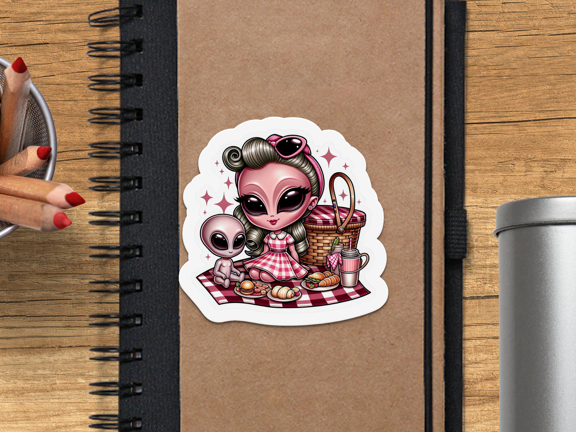 Cute Alien Picnic Sticker Bundle, Adorable Alien Stickers, Cute Picnic ...