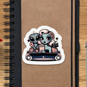 Cute Alien Girl Car Sticker Bundle, Retro Artwork, 6-piece Set, Perfect ...