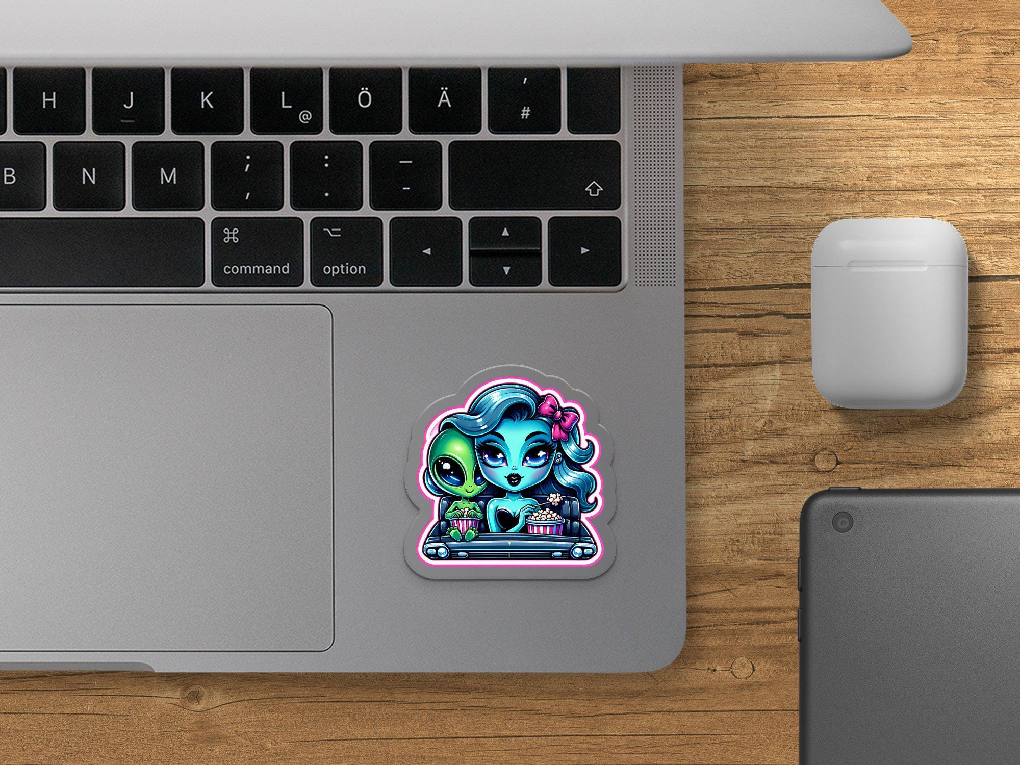 Cute Alien Movie Night Sticker Set, Fun Sci-fi Popcorn Stickers ...