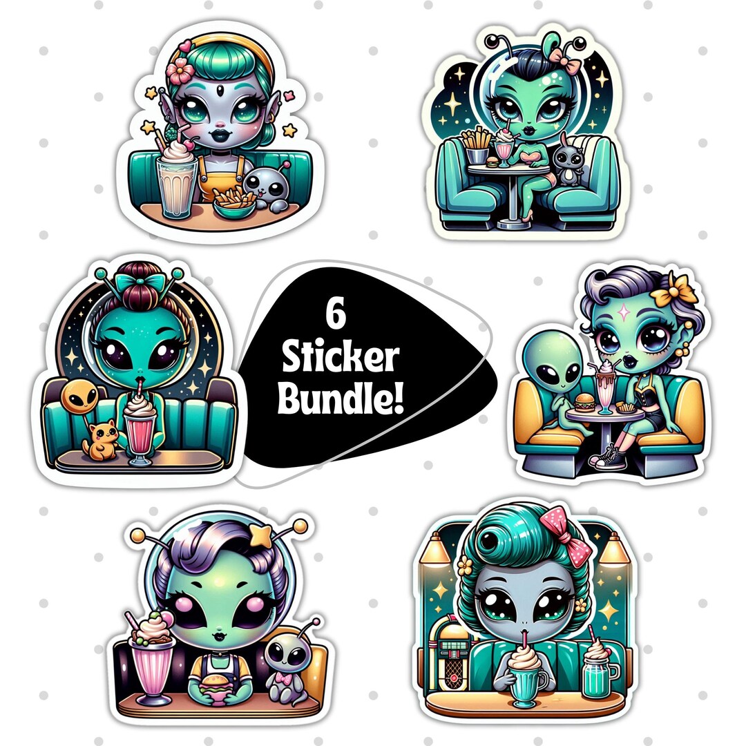 Alien Sticker Pack Cute and Fun Alien Character Stickers for Laptop ...