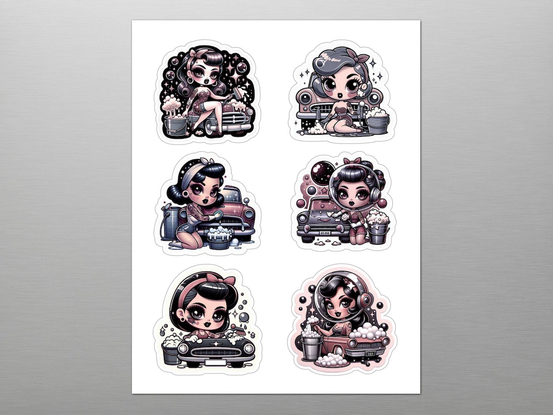 Retro Pinup Girl Sticker Bundle, Vintage Pinup Stickers, Cute Pinup ...