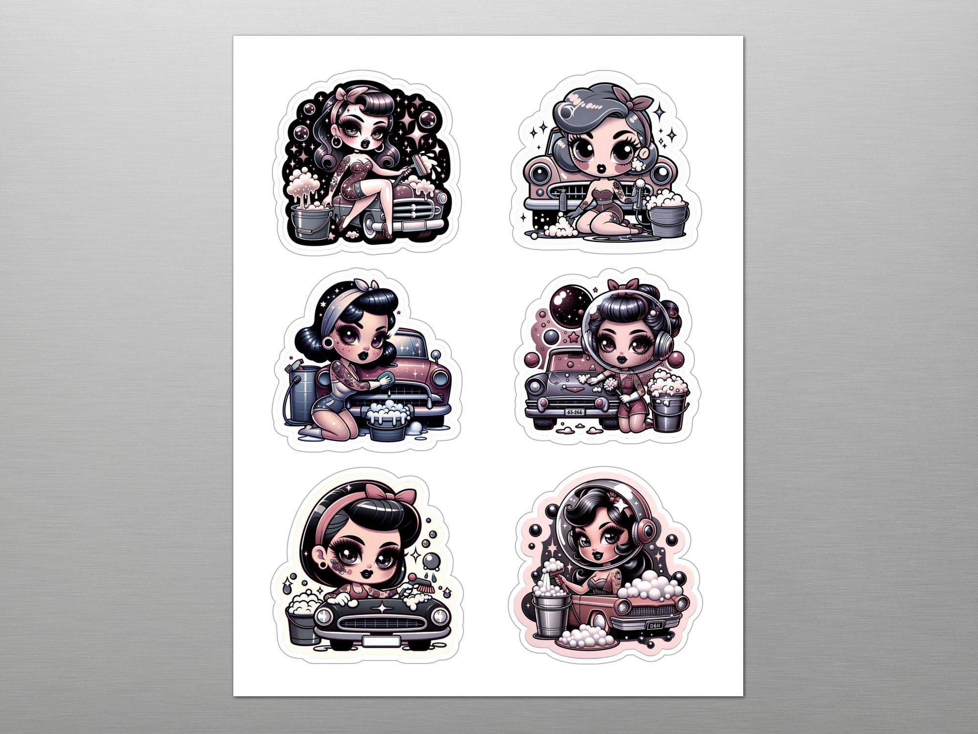 Retro Pinup Girl Sticker Bundle, Vintage Pinup Stickers, Cute Pinup ...