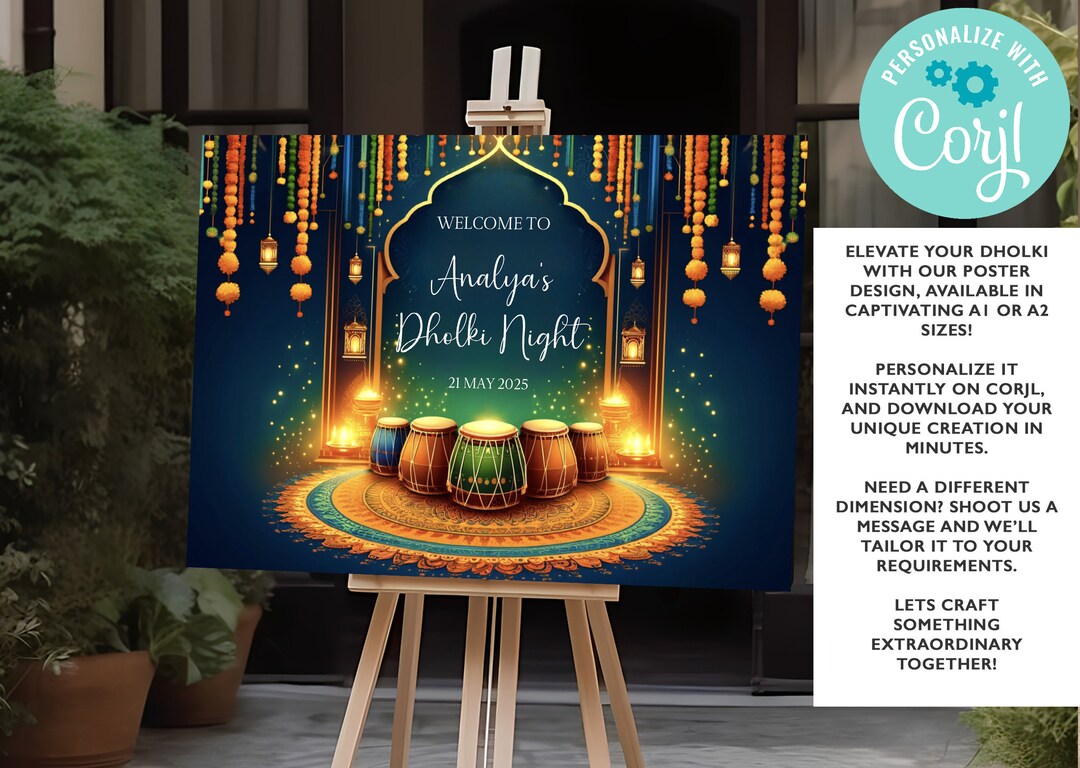 Dholki Ceremony Welcome Sign - Instant Download Dholki Event Decoration ...