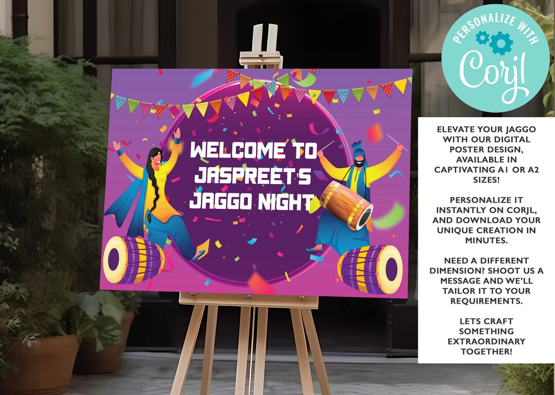 Instant Download Jaggo Welcome Sign Punjabi Jaggo Night Party Decor - Etsy