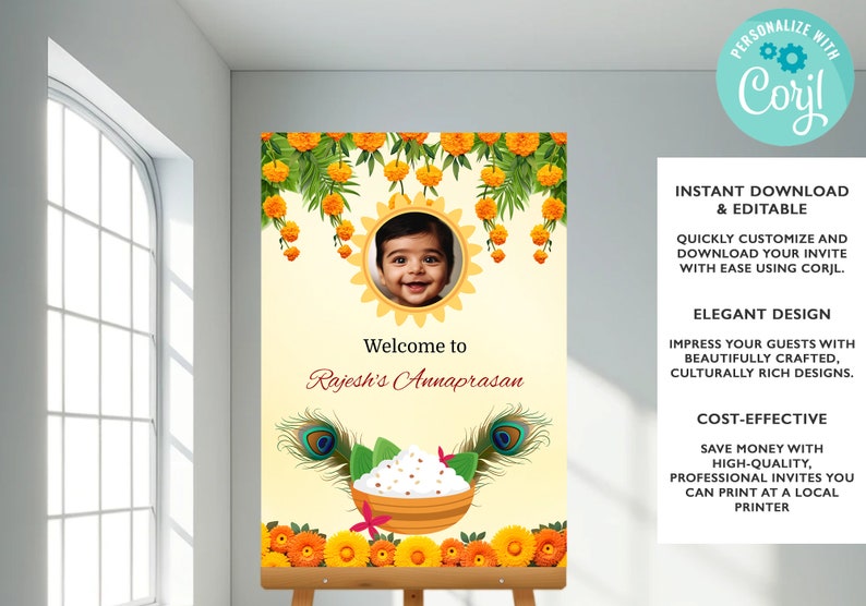 Annaprasan Welcome Sign Indian Baby Sign Rice Feeding Ceremony ...