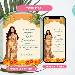 Modern Seemantham Ceremony Invite - Instant Access - Etsy