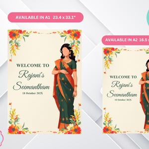 Customizable Seemantham Welcome Signage - Printable Decor - Instant ...