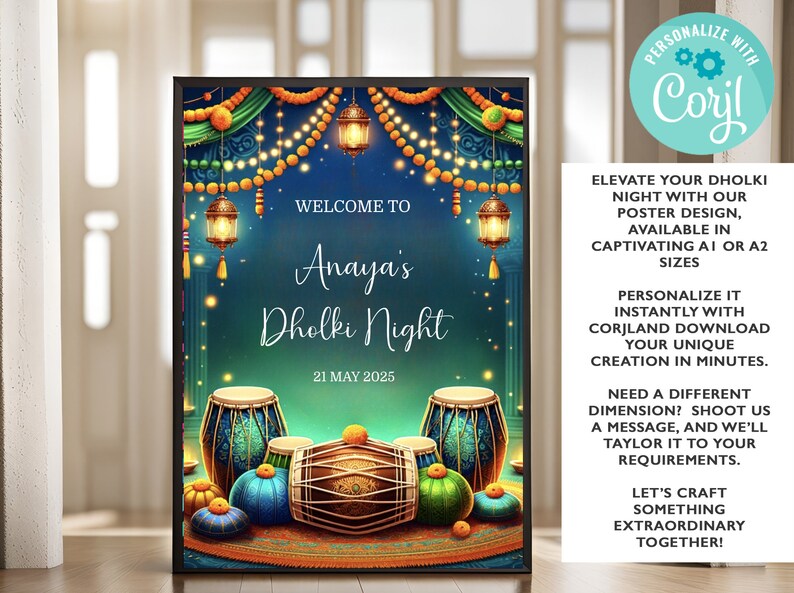 Welcome to Your Dholki Event Sign | Editable Dholki Ceremony Signage ...