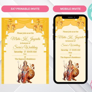 Editable Mata Ki Jagrata Invitation | 5x7 Instant Printable Invite ...