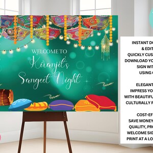 Sangeet Ceremony Poster - Sangeet Event Welcome Sign - Instantly ...