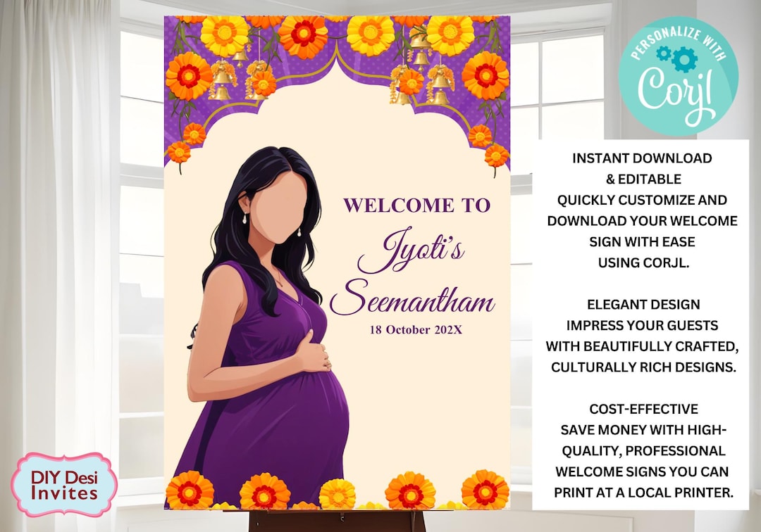 Instant Download Seemantham Ceremony Signage - Custom Printable Decor ...