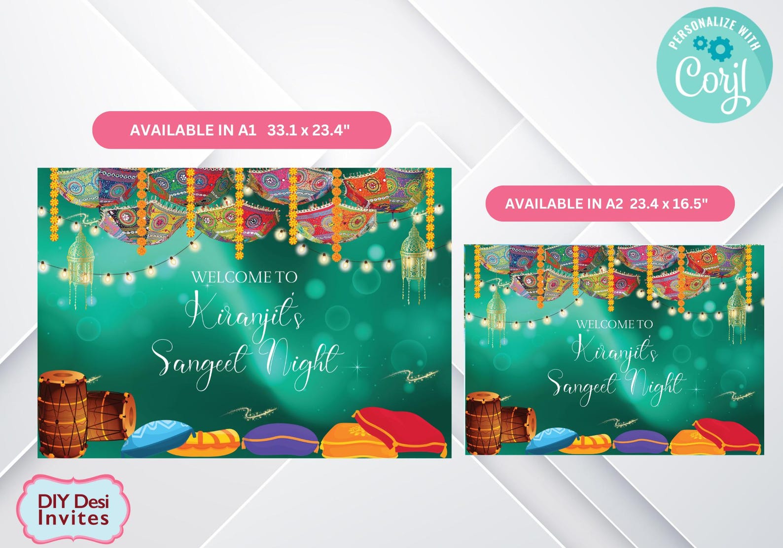 Sangeet Ceremony Poster - Sangeet Event Welcome Sign - Instantly ...