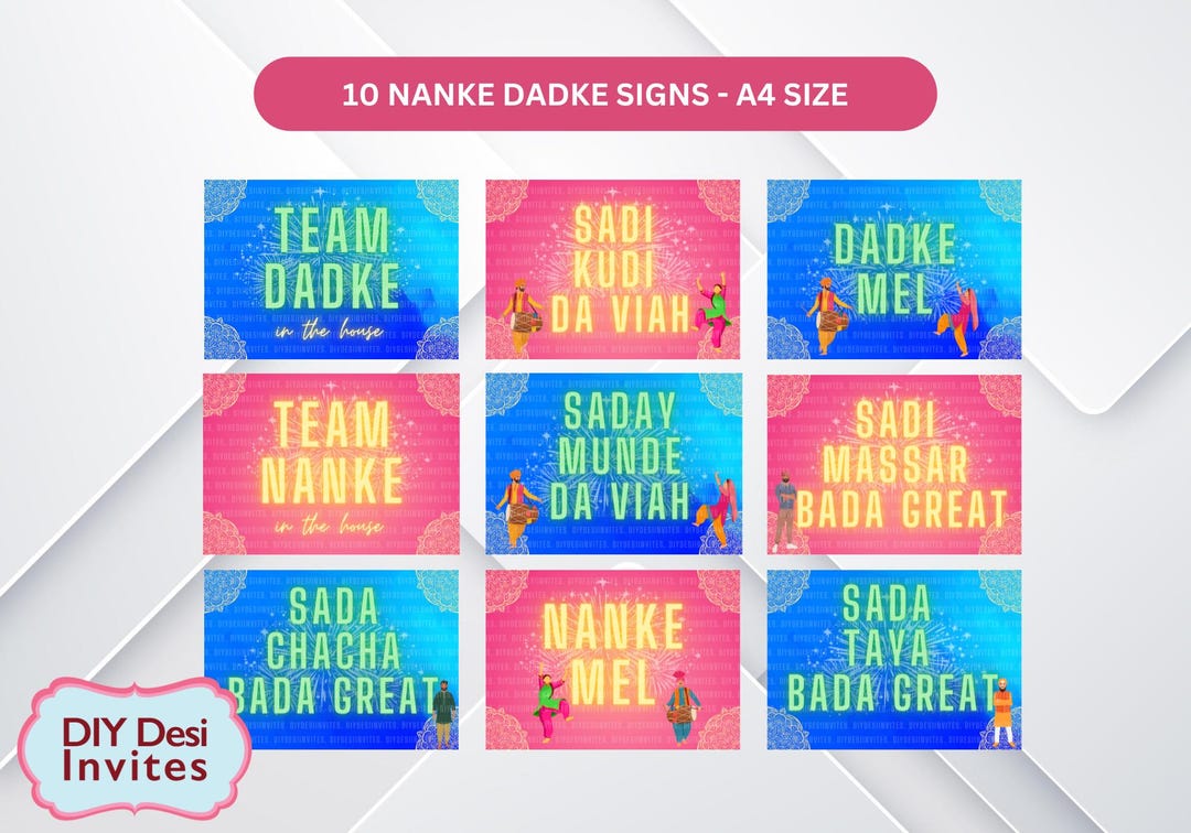Fun Wedding Nanke and Dadke Signs - Add Cultural Flair to Your Special ...