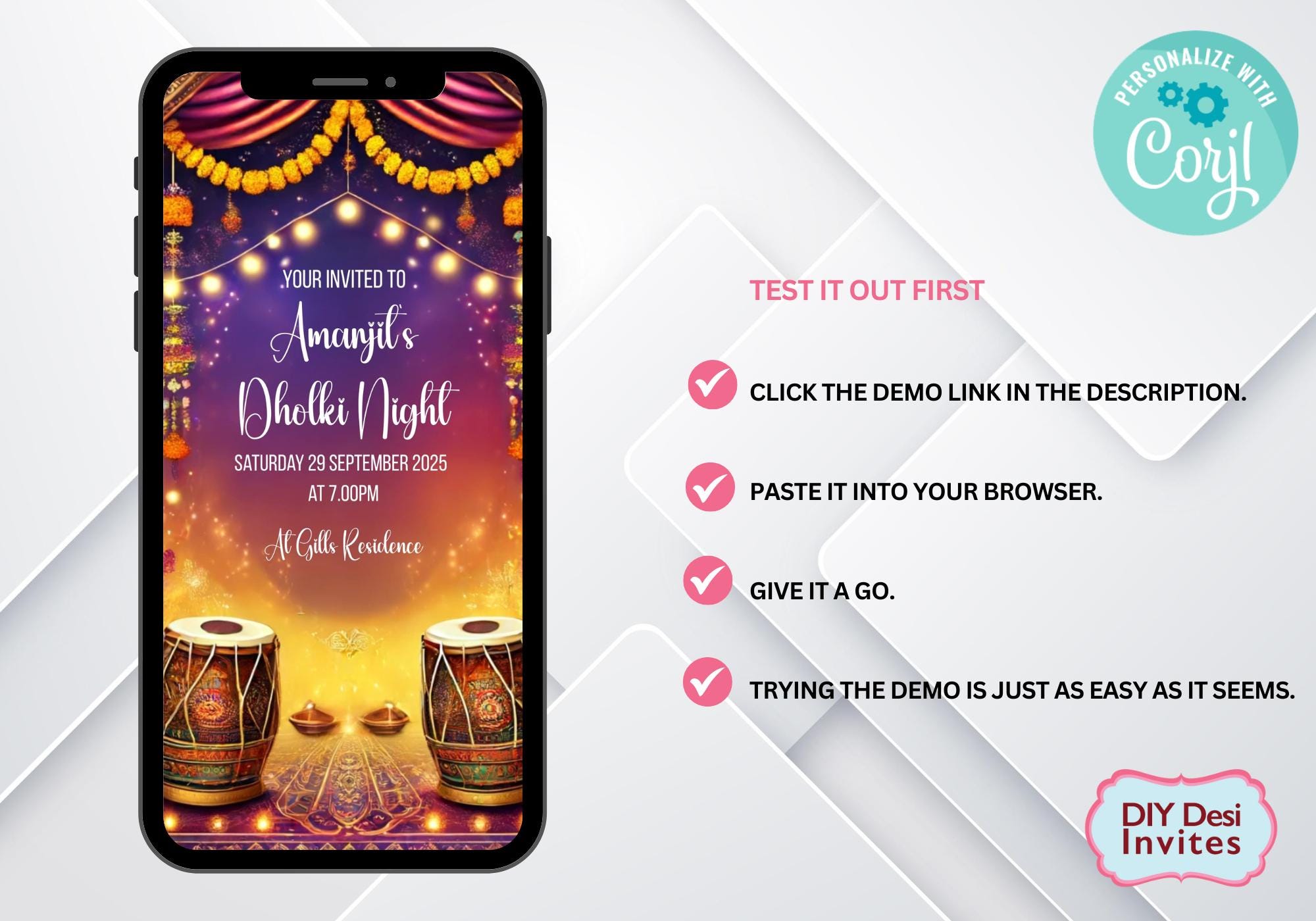 Dholki Night Invitation - Dholki Invite - Invite to Your Dholki Event ...