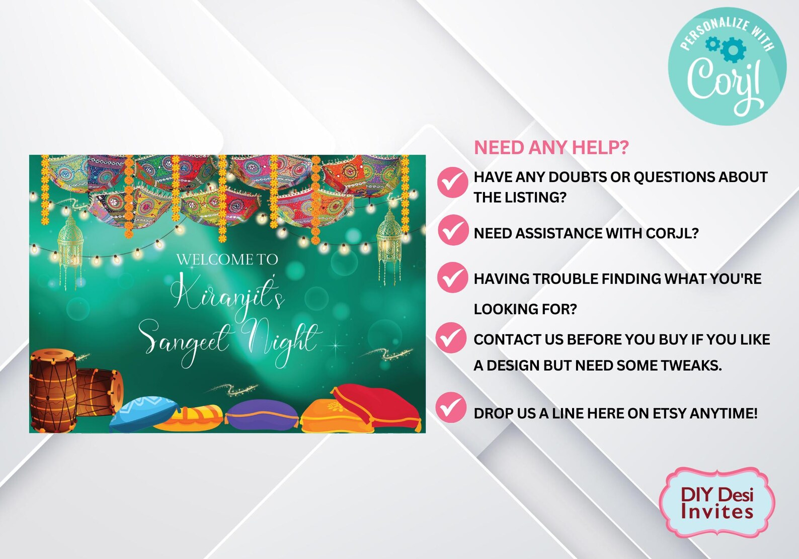 Sangeet Ceremony Poster - Sangeet Event Welcome Sign - Instantly ...