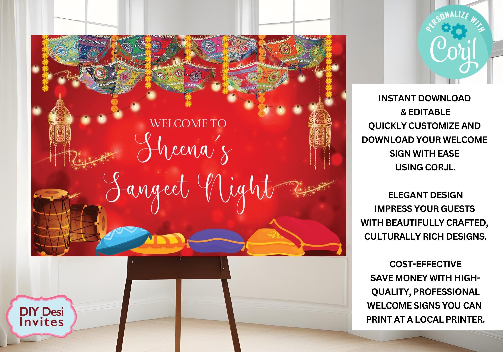 Sangeet Night Ceremony Poster Sangeet Event Welcome Sign Welcome Your ...