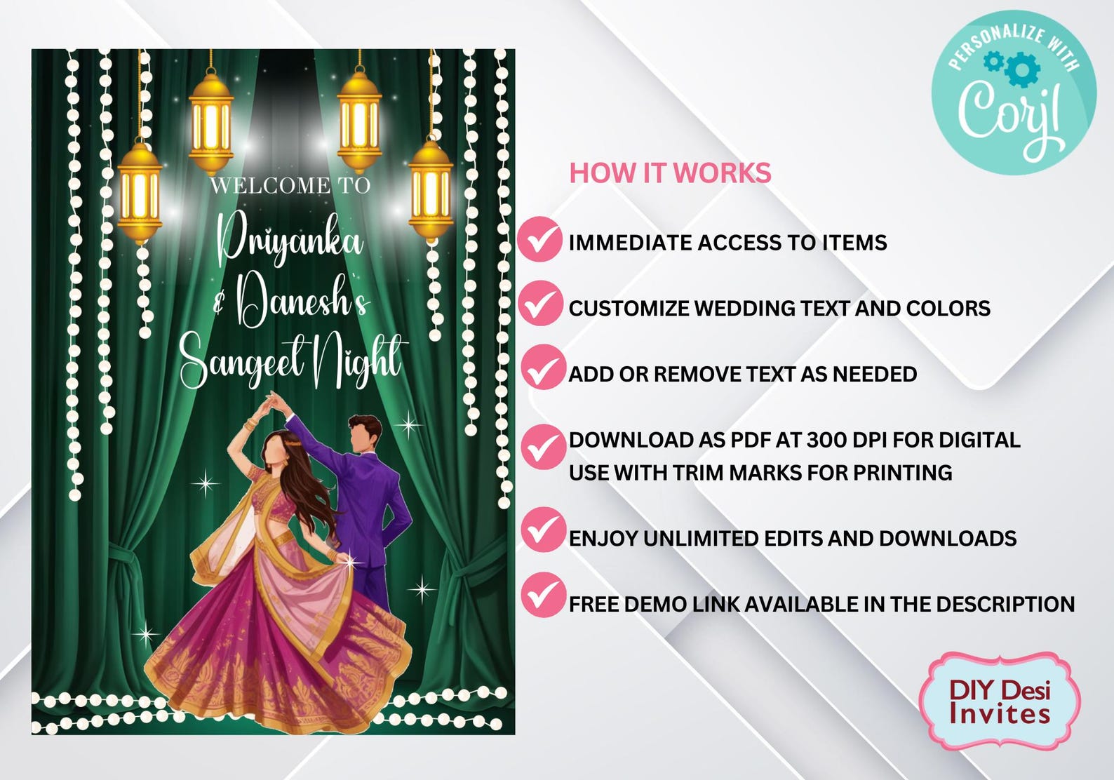Personalized Sangeet Event Signage - Printable Party Decor - Custom ...