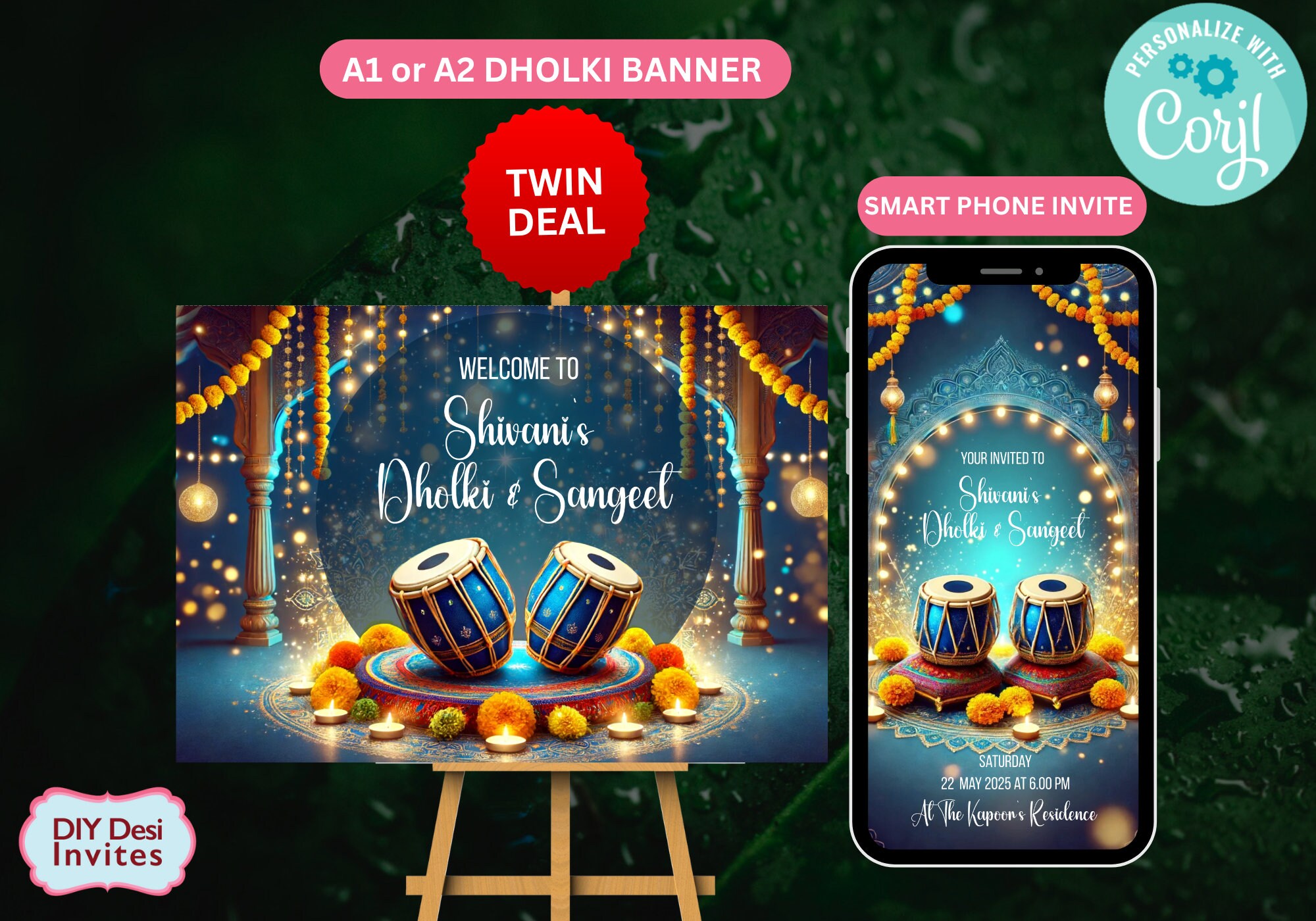 Dholki Event Welcome Sign Dholki Mobile Invite Decorate Your Dholki ...