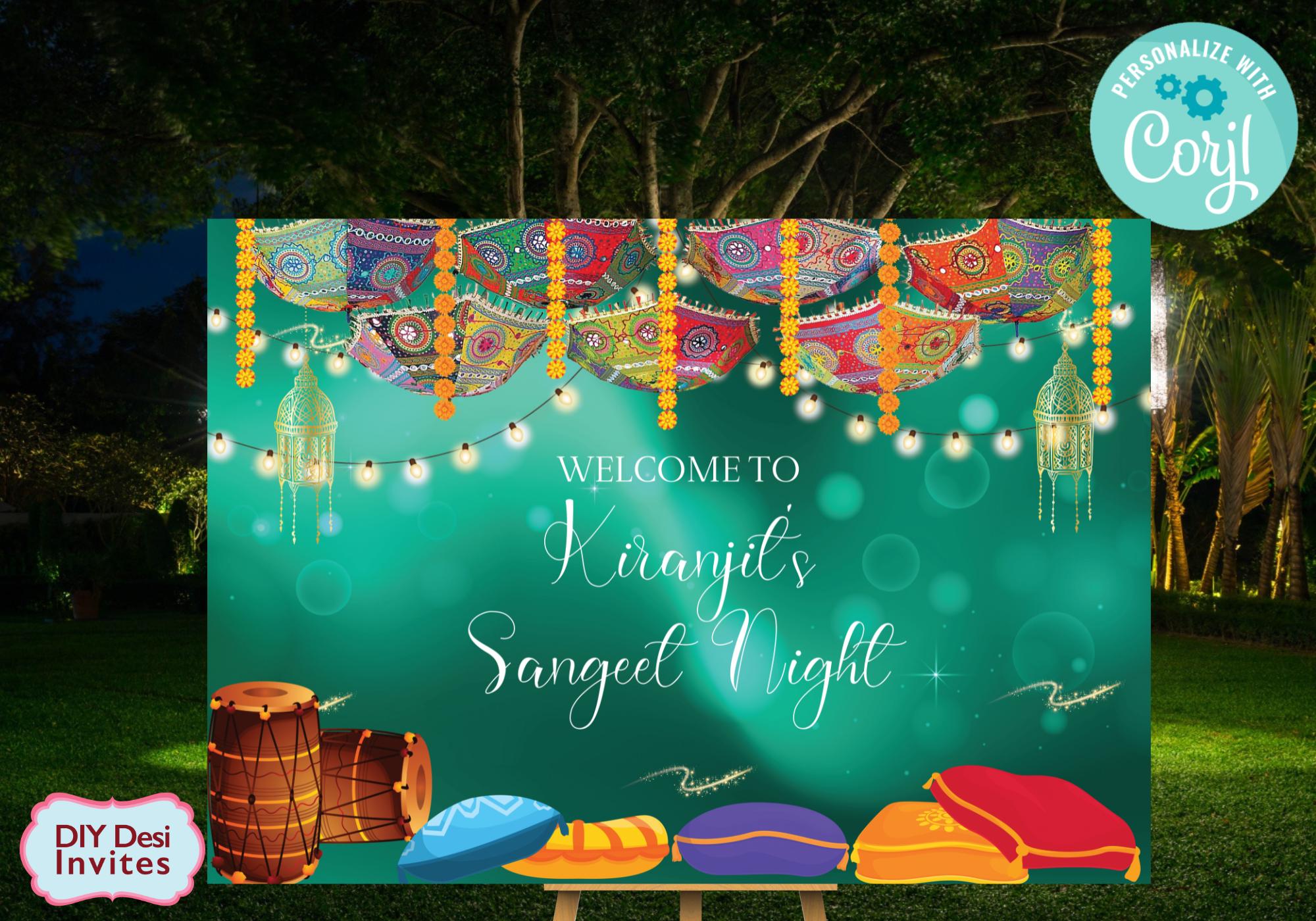 Sangeet Ceremony Poster - Sangeet Event Welcome Sign - Instantly ...
