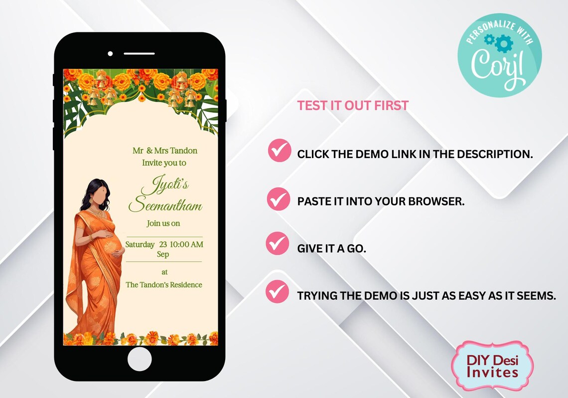 Seemantham Mobile Invite - Instant Download - Etsy