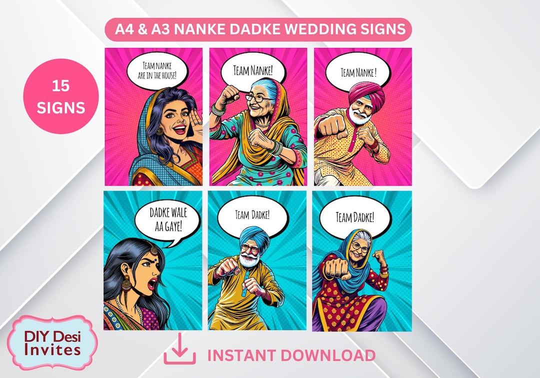 Vibrant Punjabi Wedding Nanke and Dadke Signs - Add Cultural Flair to ...