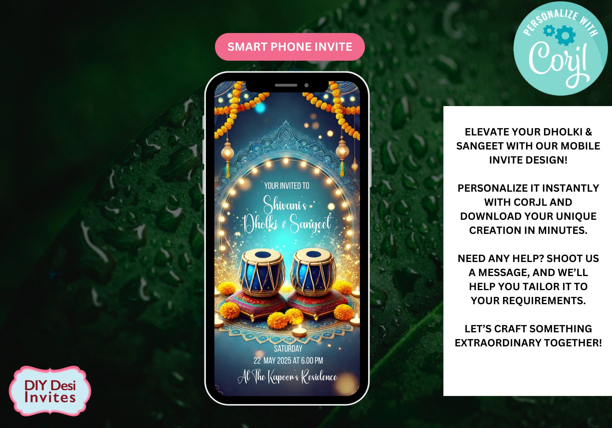 Dholki Event Welcome Sign Dholki Mobile Invite Decorate Your Dholki ...