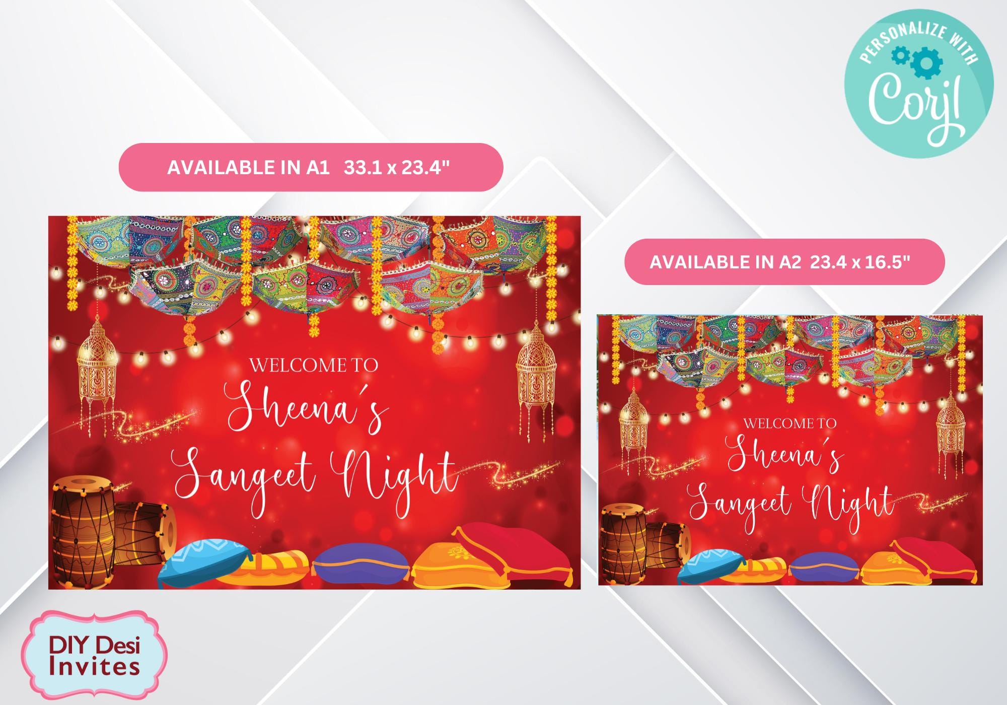 Sangeet Night Ceremony Poster Sangeet Event Welcome Sign Welcome Your ...