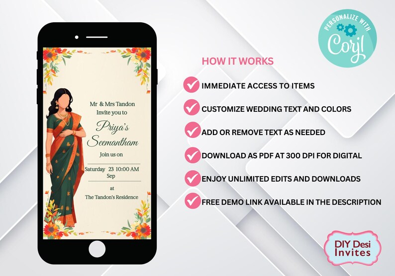Seemantham Digital Invite - Instant Download - Etsy