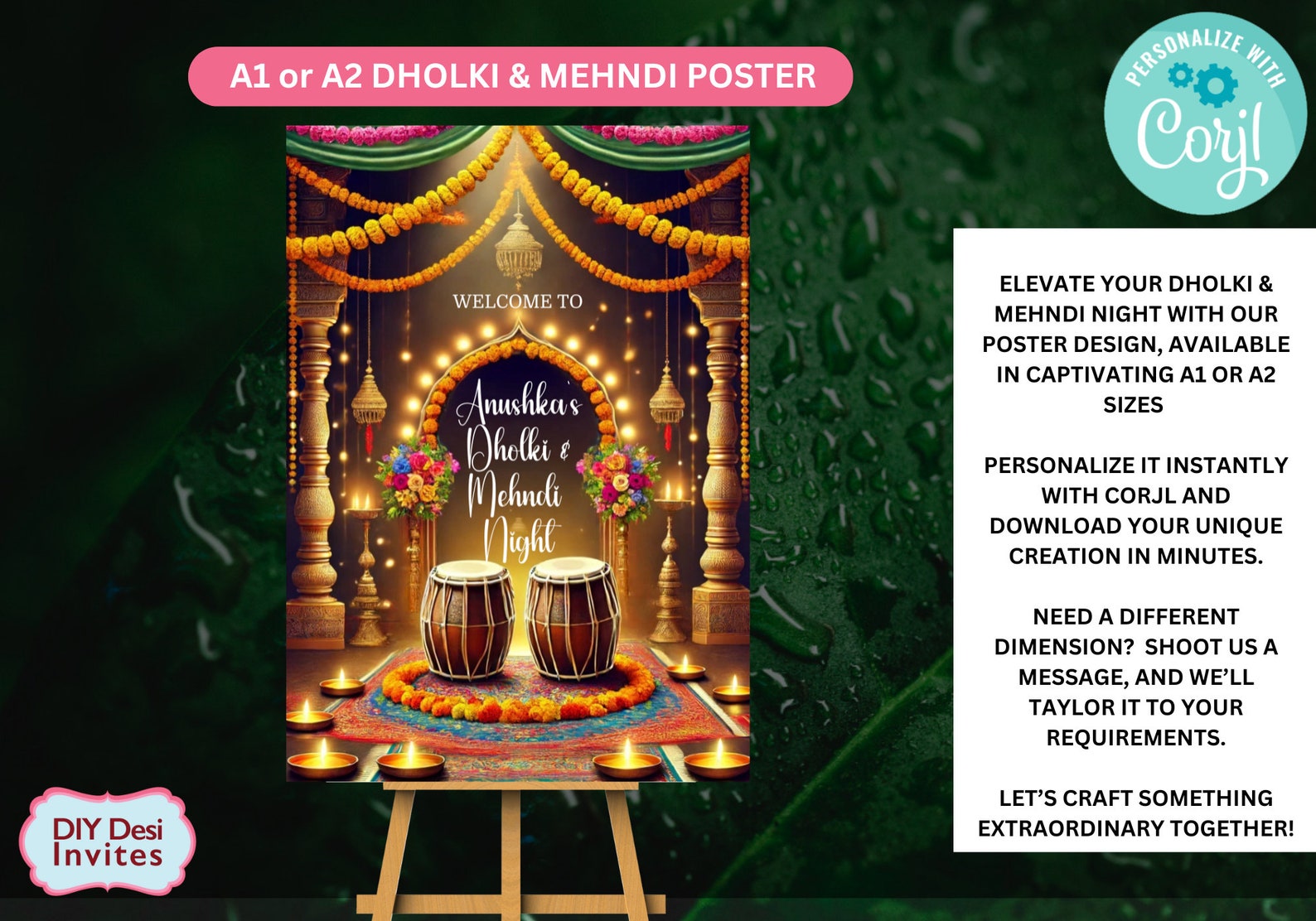 Dholki & Mehndi Ceremony Mehndi Event Welcome Sign Welcome to Your ...