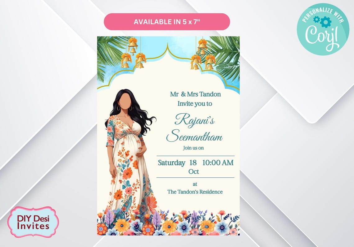 Personalized Srimantham 5x7" Invite - DIY Printable Decor - Instant ...