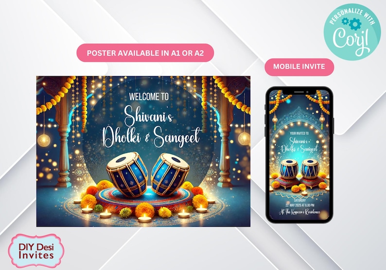 Dholki Event Welcome Sign Dholki Mobile Invite Decorate Your Dholki ...